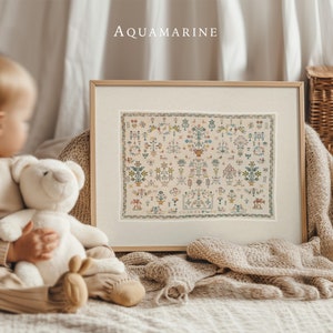 Vintage Nursery Print, Antique Textile Wall Art for Kids Room, Textile ...