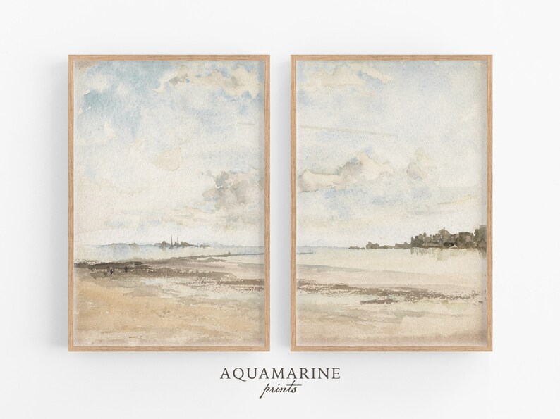 Muted Beach Prints Set Beach Painting Beach House Wall Art - Etsy