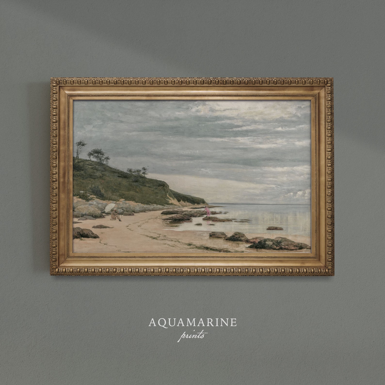 Beach Painting Vintage Beach Print Antique Beach Wall Art - Etsy