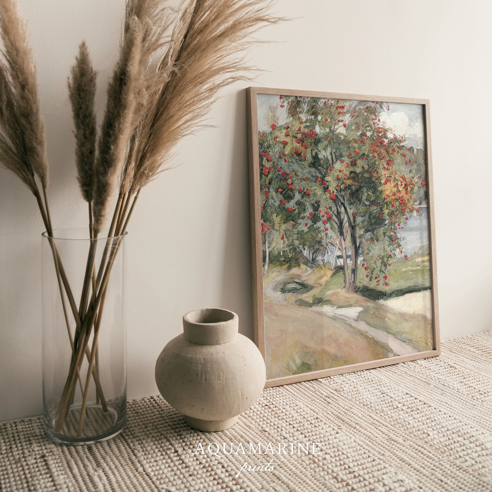 Rowan Tree Art Print, Vintage Summer Painting, Vintage Wall Art ...