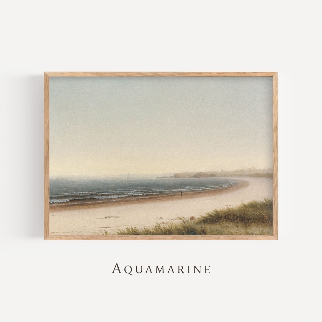 Beach Painting, Vintage Beach Landscape Print, Sea Wall Art, Coastal ...