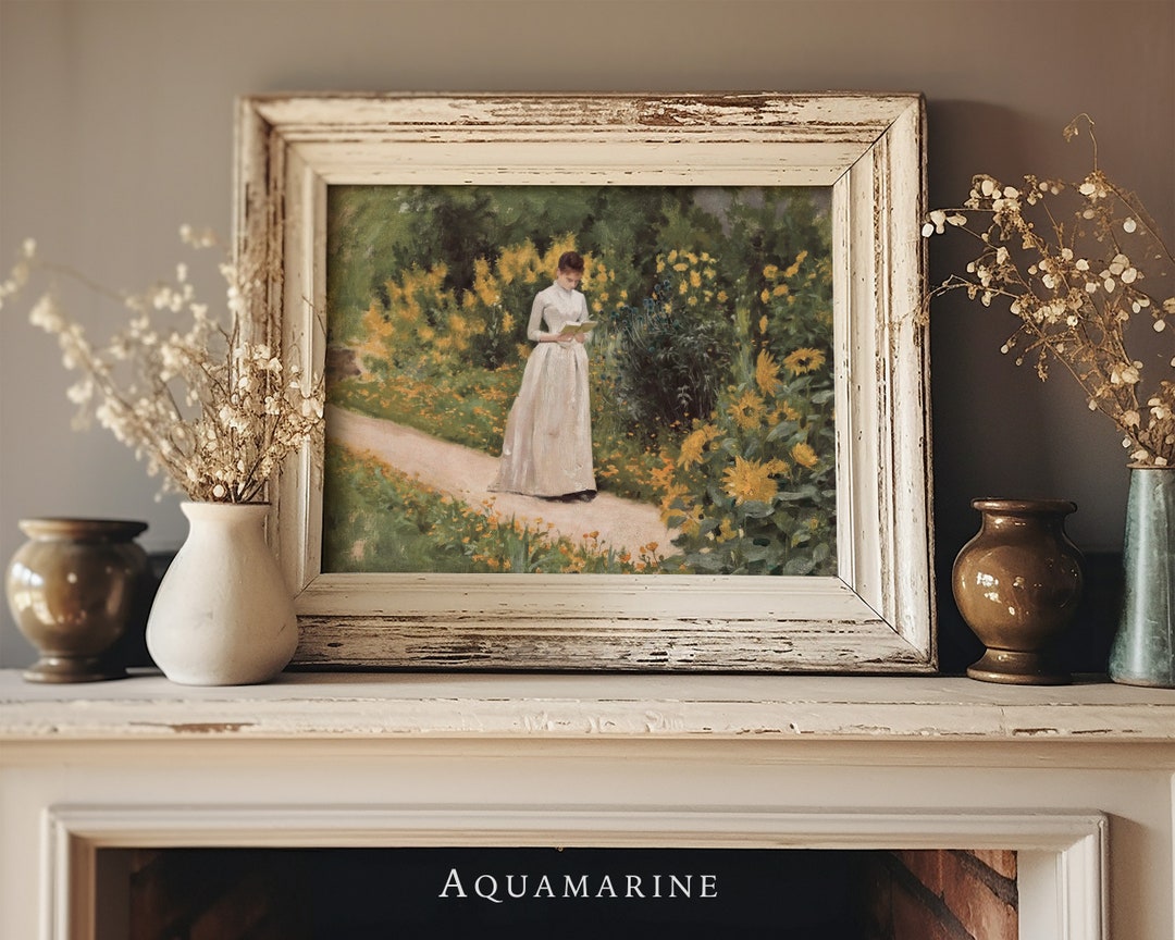 Woman Reading Print, Antique Woman Painting, Woman Portrait, Reading ...
