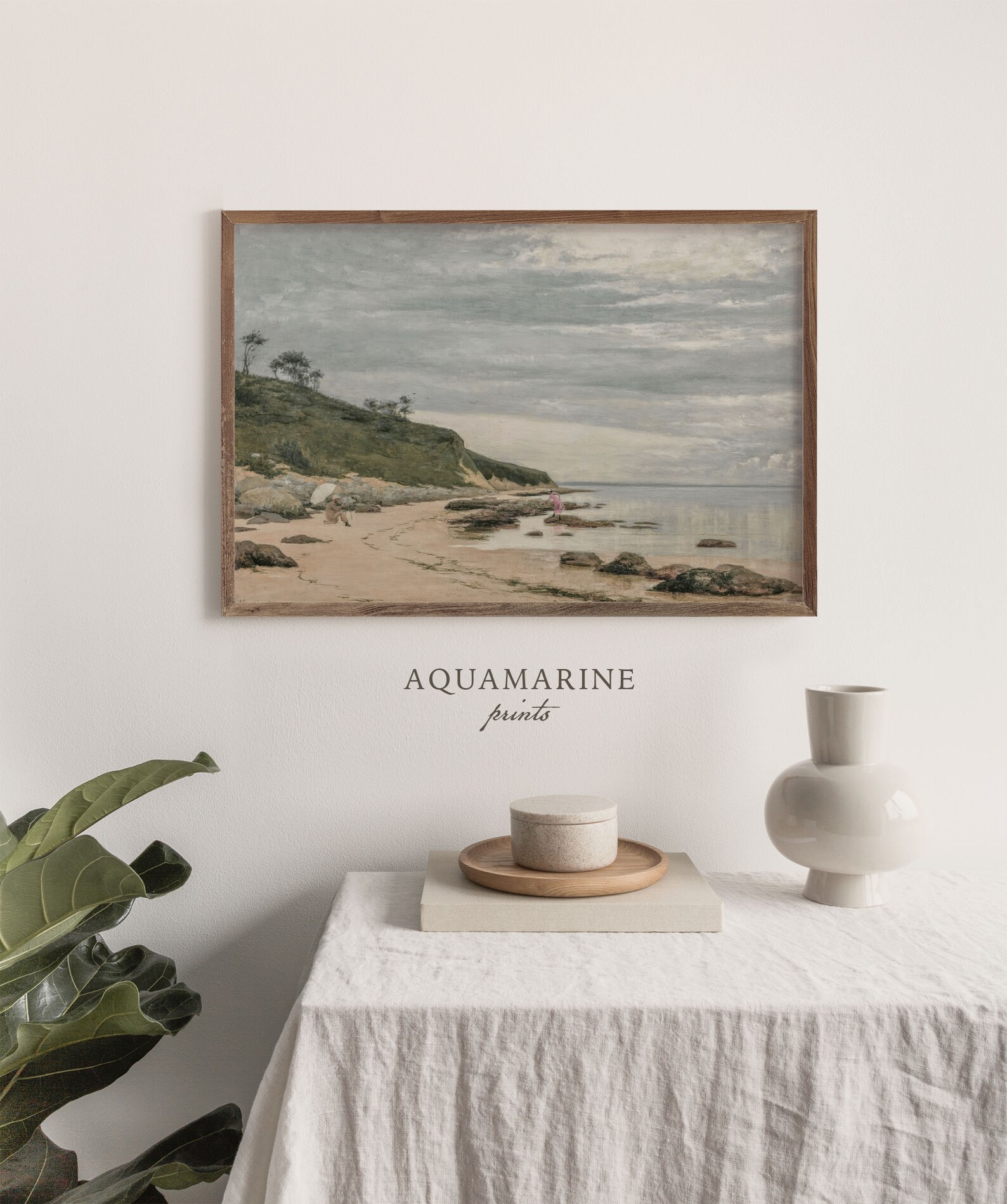 Beach Painting Vintage Beach Print Antique Beach Wall Art - Etsy