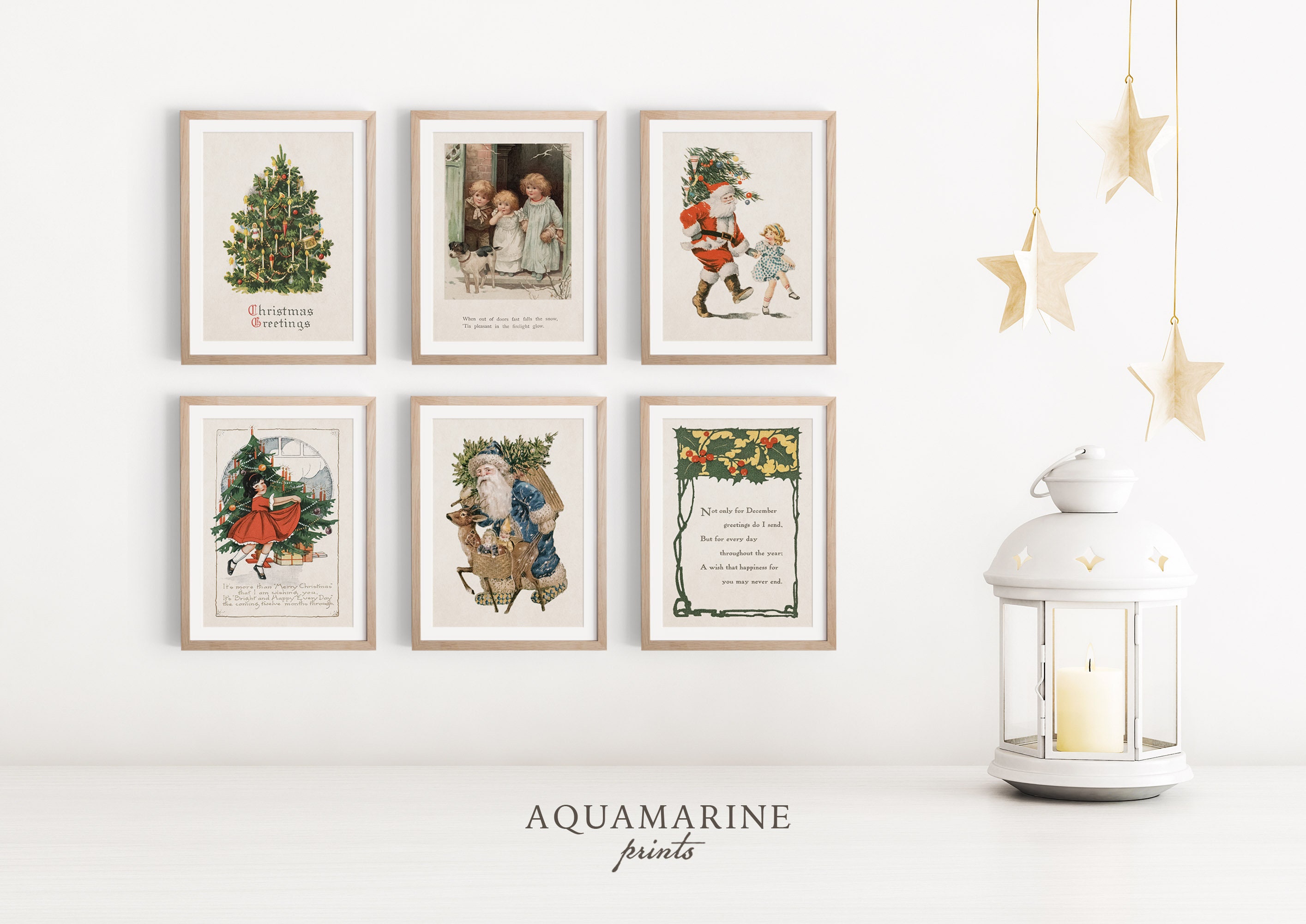 Printable Christmas Cards Set of 6 Vintage Christmas - Etsy