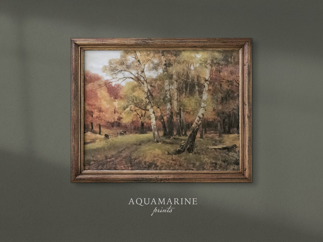 Fall Landscape Art Vintage Fall Landscape Painting Autumnal - Etsy