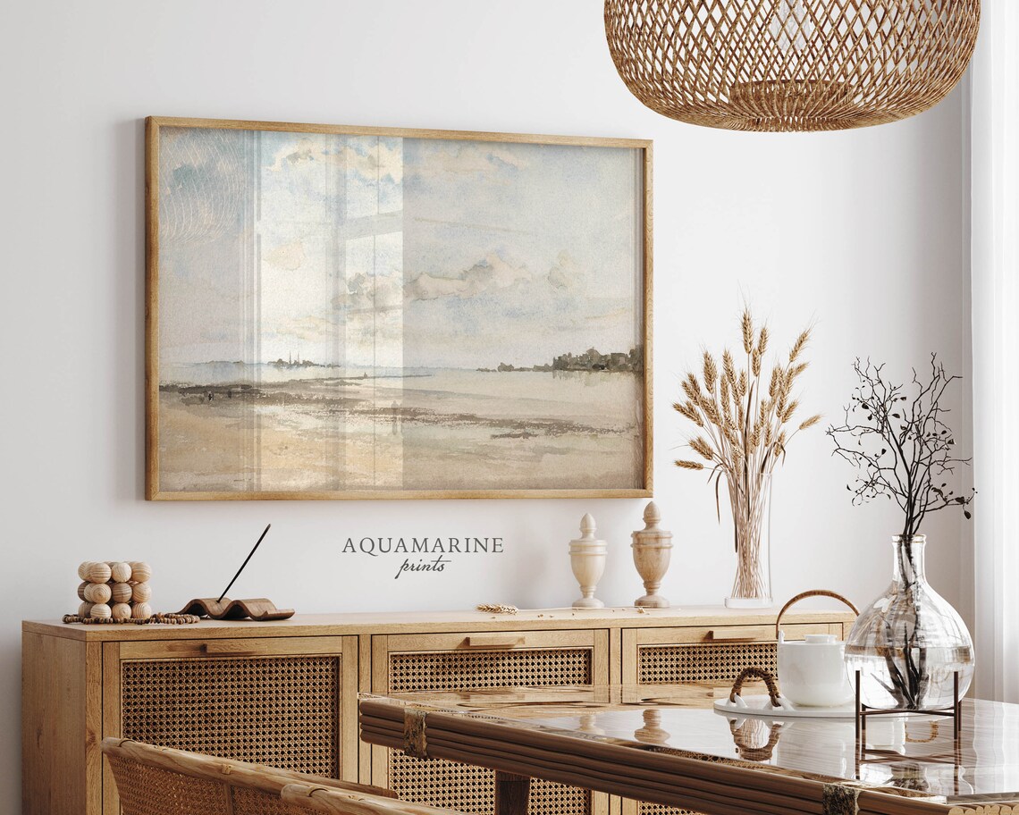 Muted Beach Landscape Print Beach Painting Beach House Wall - Etsy