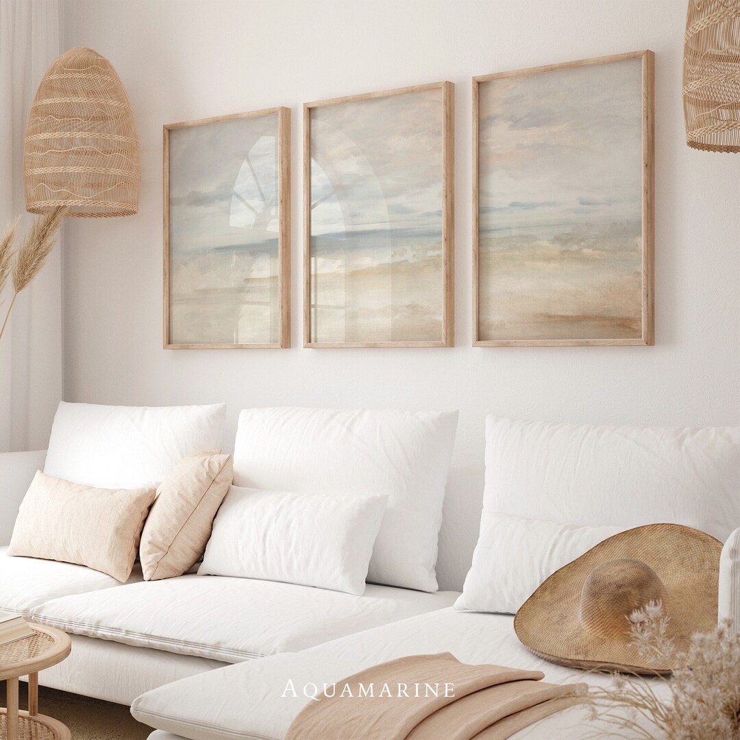 Muted Beach Landscape Print Set: Coastal Wall Art (digital Download ...