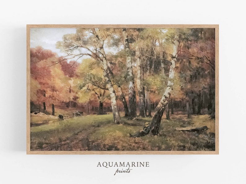 Fall Landscape Art Vintage Fall Landscape Painting Autumnal - Etsy