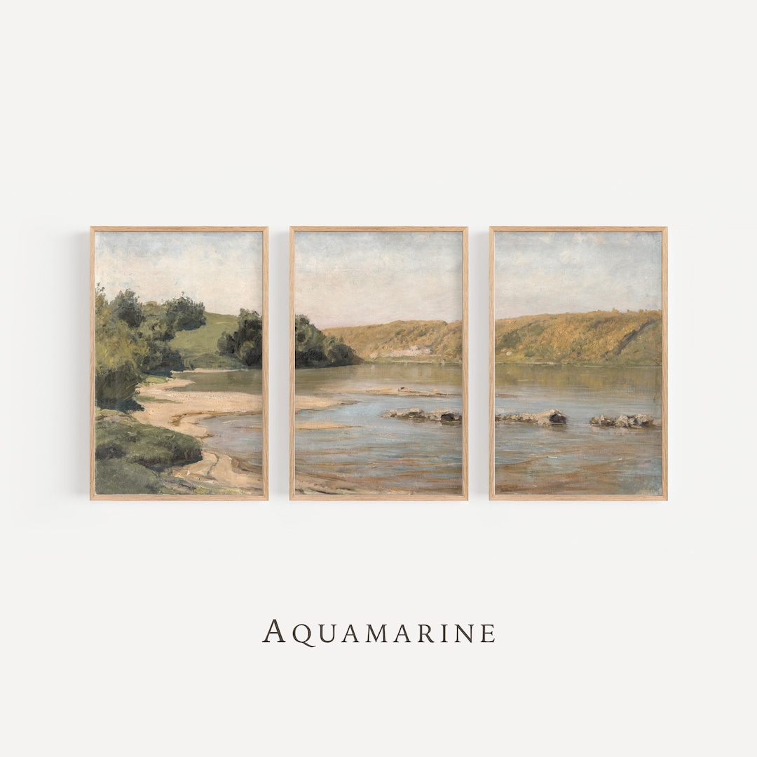 Lake House Wall Art, Set of 3 Prints, Coastal Landscape Set, Vintage ...