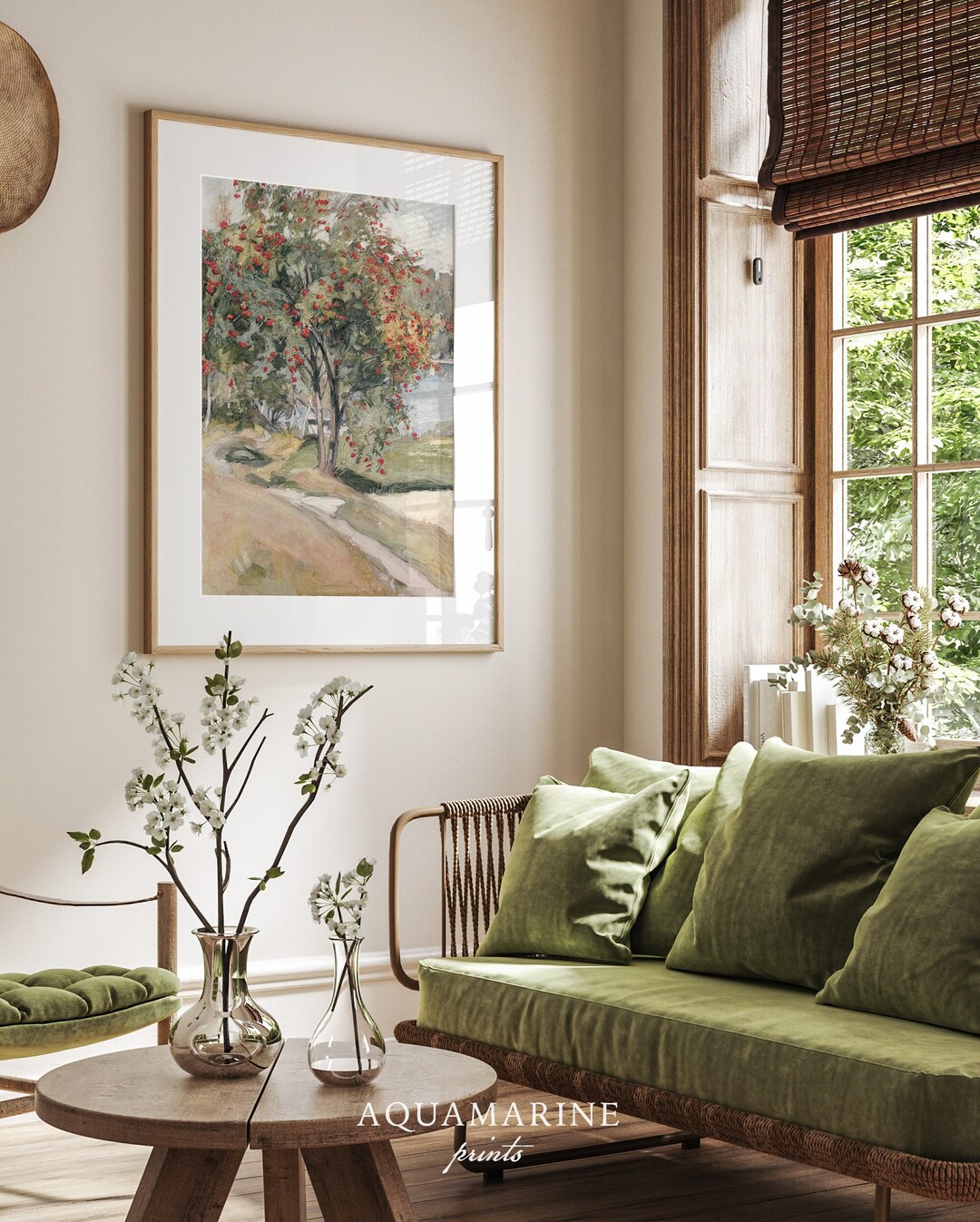 Rowan Tree Art Print, Vintage Summer Painting, Vintage Wall Art ...