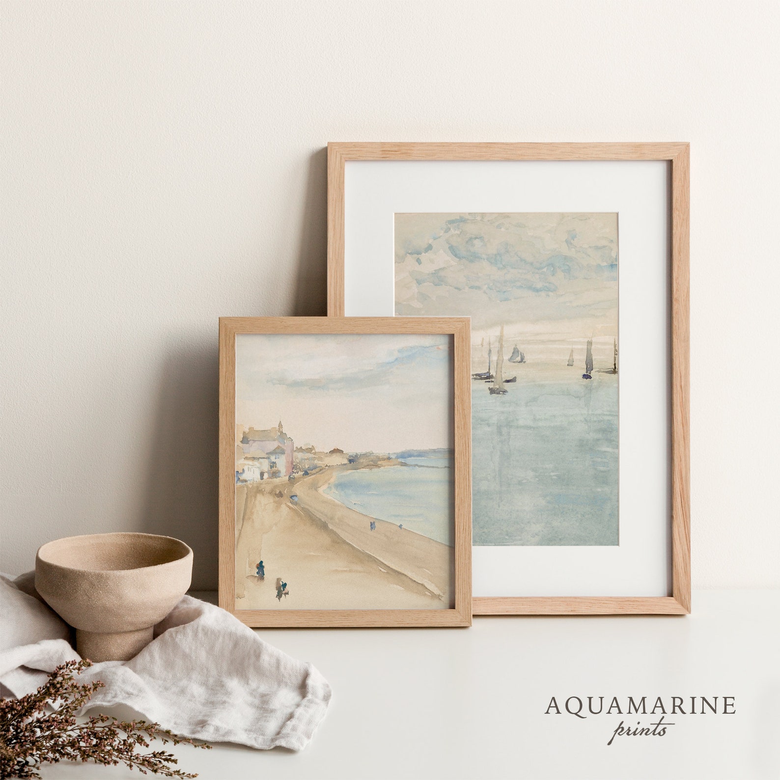 Set of 2 Prints, Muted Beach Print Set, Coastal Wall Art, Neutral ...