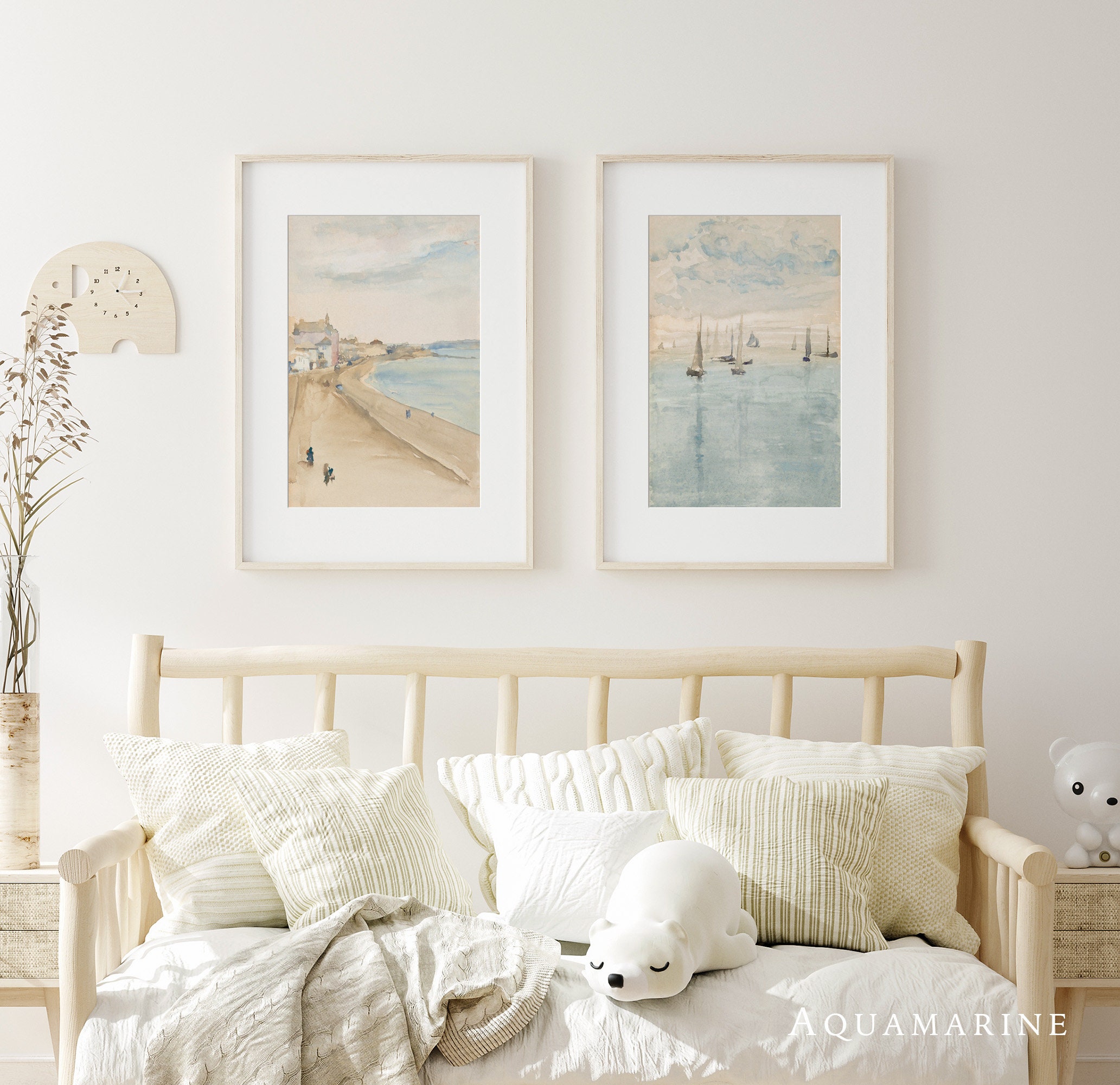 Set of 2 Prints, Muted Beach Print Set, Coastal Wall Art, Neutral ...
