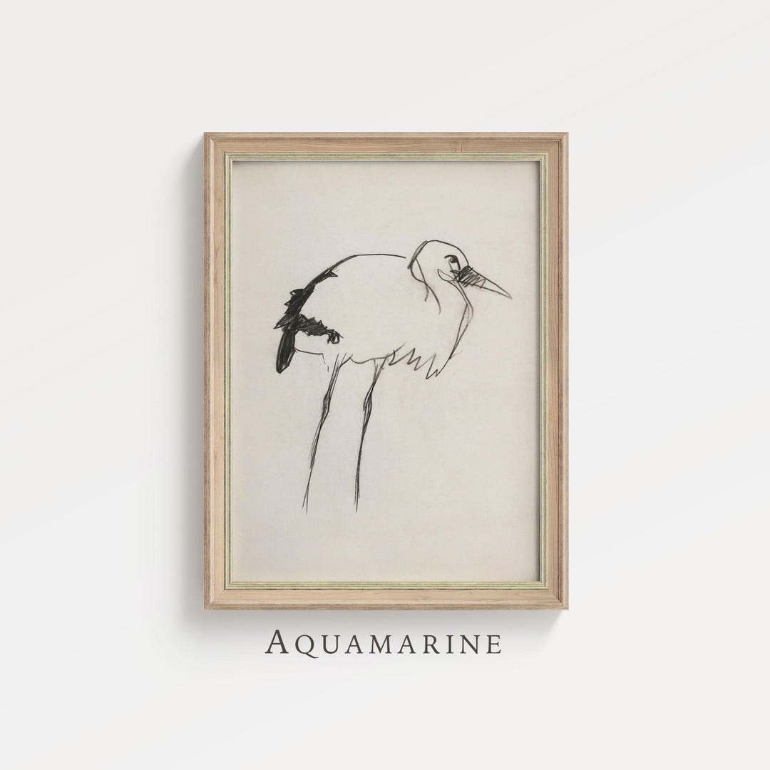 Stork Print, Vintage Stork Drawing and Sketch, Vintage Wall Art ...
