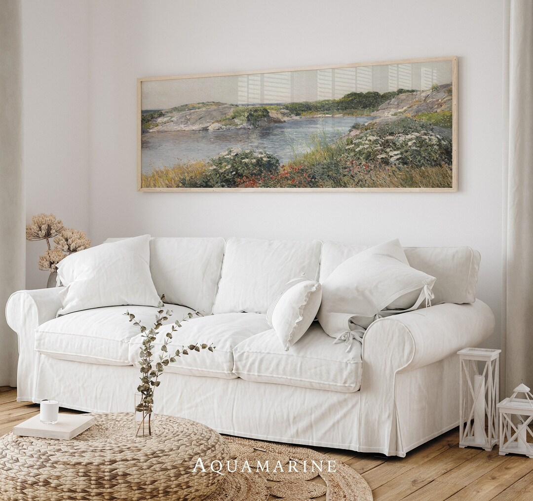 Sea Landscape Print, PRINT & SHIP, Horizontal Coastal Wall Art, Vintage ...