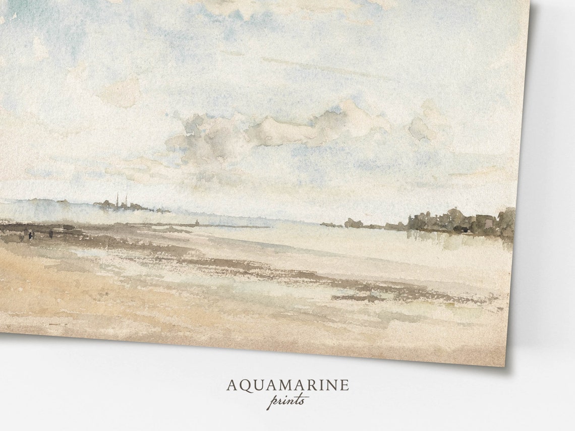 Muted Beach Landscape Print Beach Painting Beach House Wall - Etsy