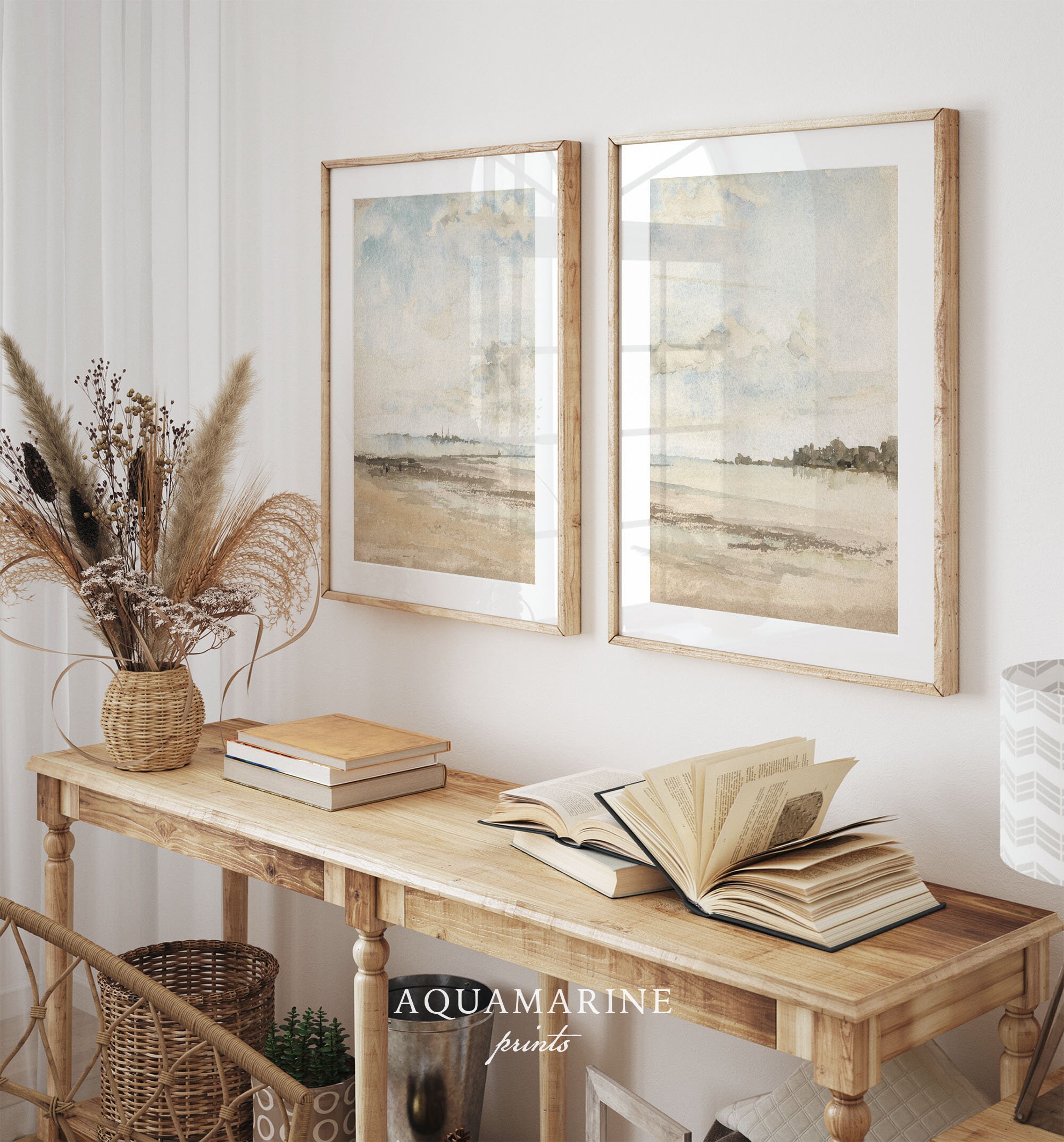 Muted Beach Prints Set Beach Painting Beach House Wall Art - Etsy UK