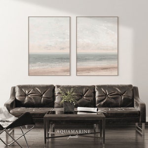 Muted Beach Prints Set of 2, Ocean Beach Painting, Coastal Printable ...