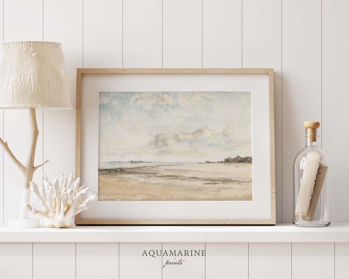 Muted Beach Landscape Print Beach Painting Beach House Wall - Etsy