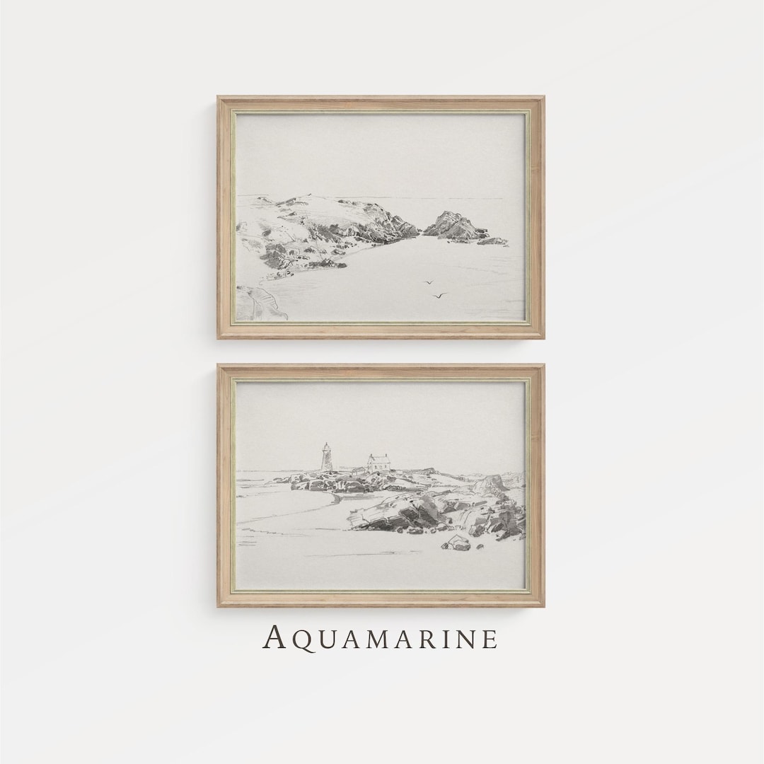 Beach Print, Seashore Print, Vintage Beach Drawing, Coastal Wall Art ...