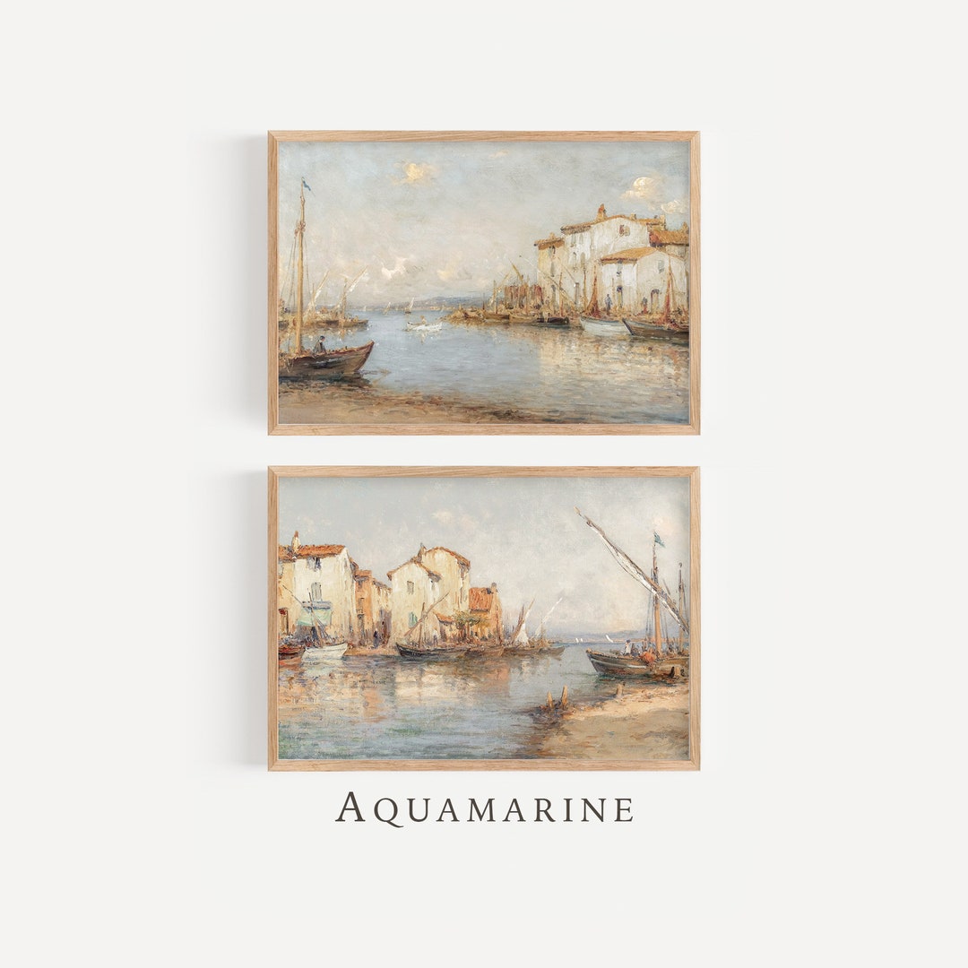 Coastal Landscape Set of 2 Prints, Marina on the French Riviera ...