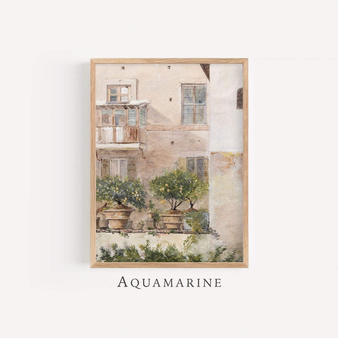 Italy Wall Art, Summer Landscape Print, Lemon Tree Wall Art, Pastel ...