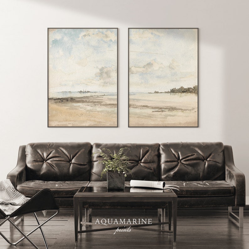Muted Beach Prints Set Beach Painting Beach House Wall Art - Etsy