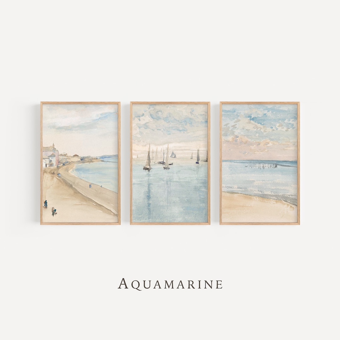 Muted Beach Set of 3 Prints, Minimalist Coastal Wall Art, Neutral ...