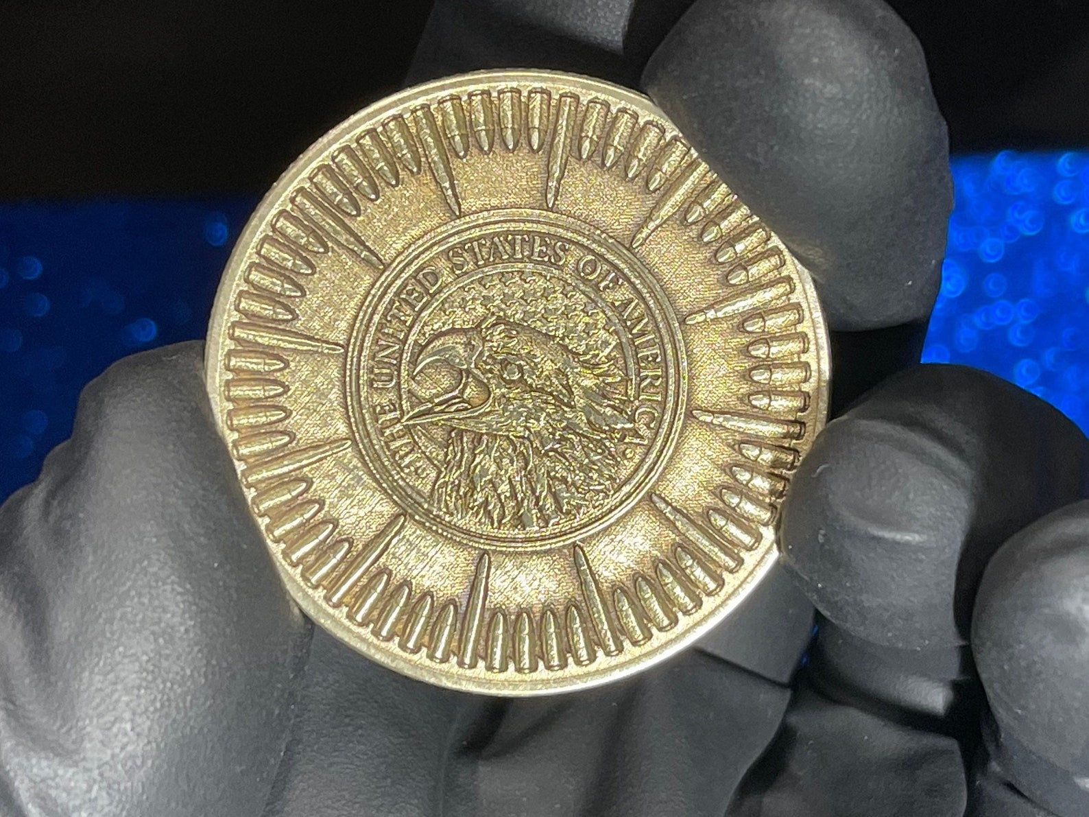 2A US EAGLE + BULLETS Brass Challenge Coin - 40mm (fully Engraved) - Etsy