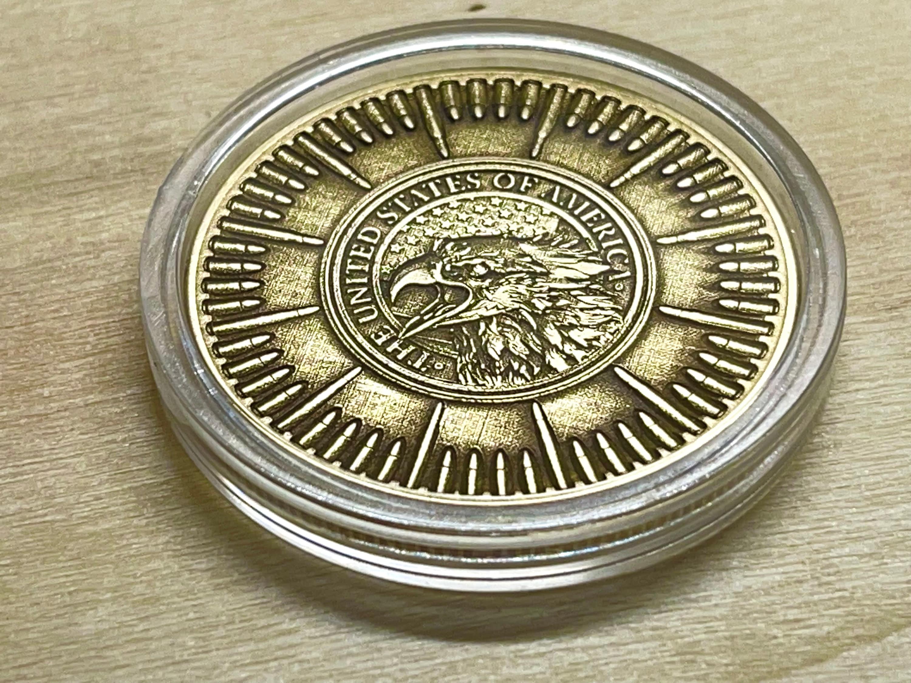 2A US EAGLE + BULLETS Brass Challenge Coin - 40mm (fully Engraved) - Etsy