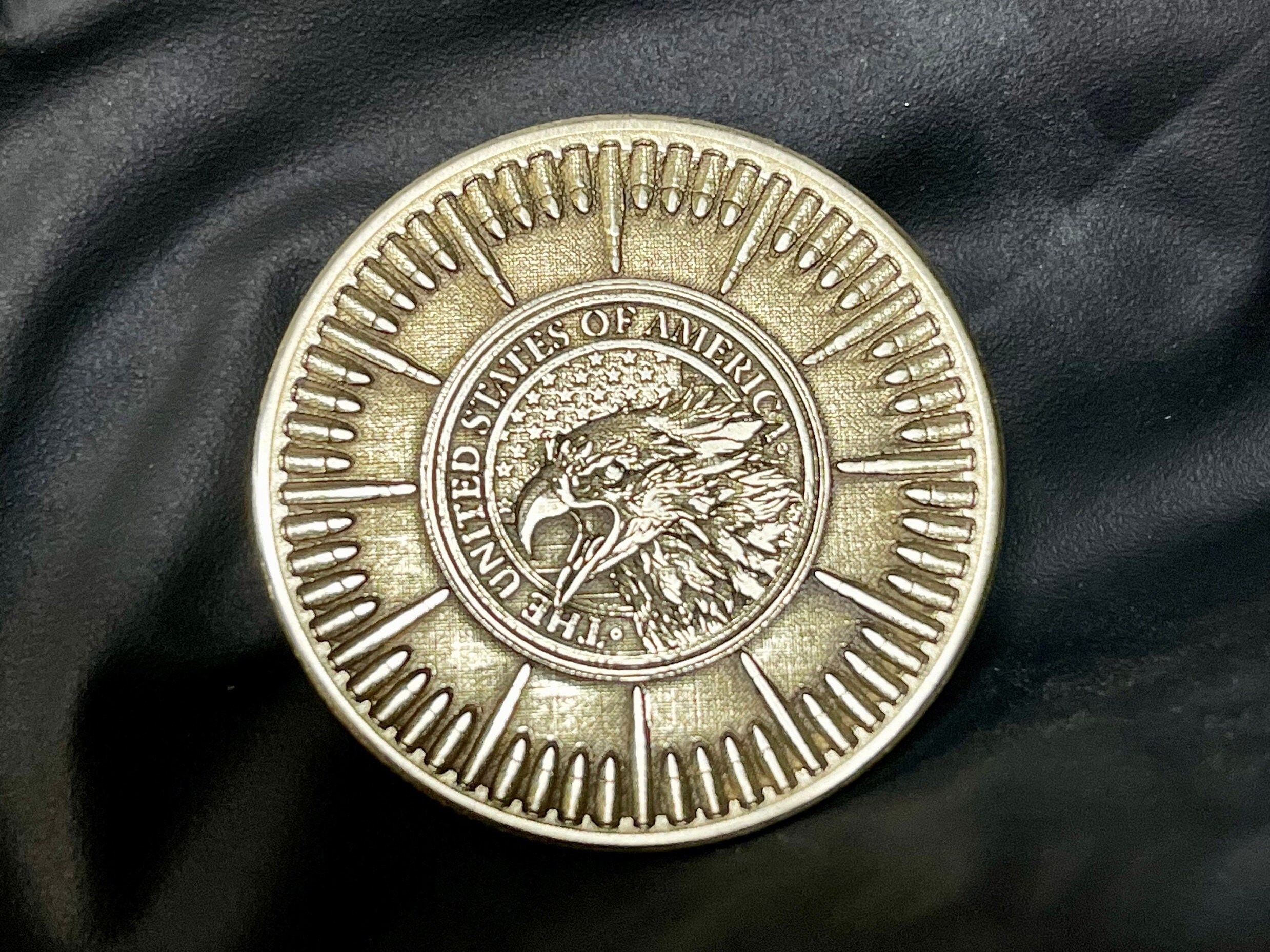 2A US EAGLE + BULLETS Brass Challenge Coin - 40mm (fully Engraved) - Etsy