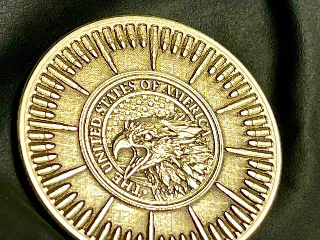 2A US EAGLE + BULLETS Brass Challenge Coin - 40mm (fully Engraved) - Etsy