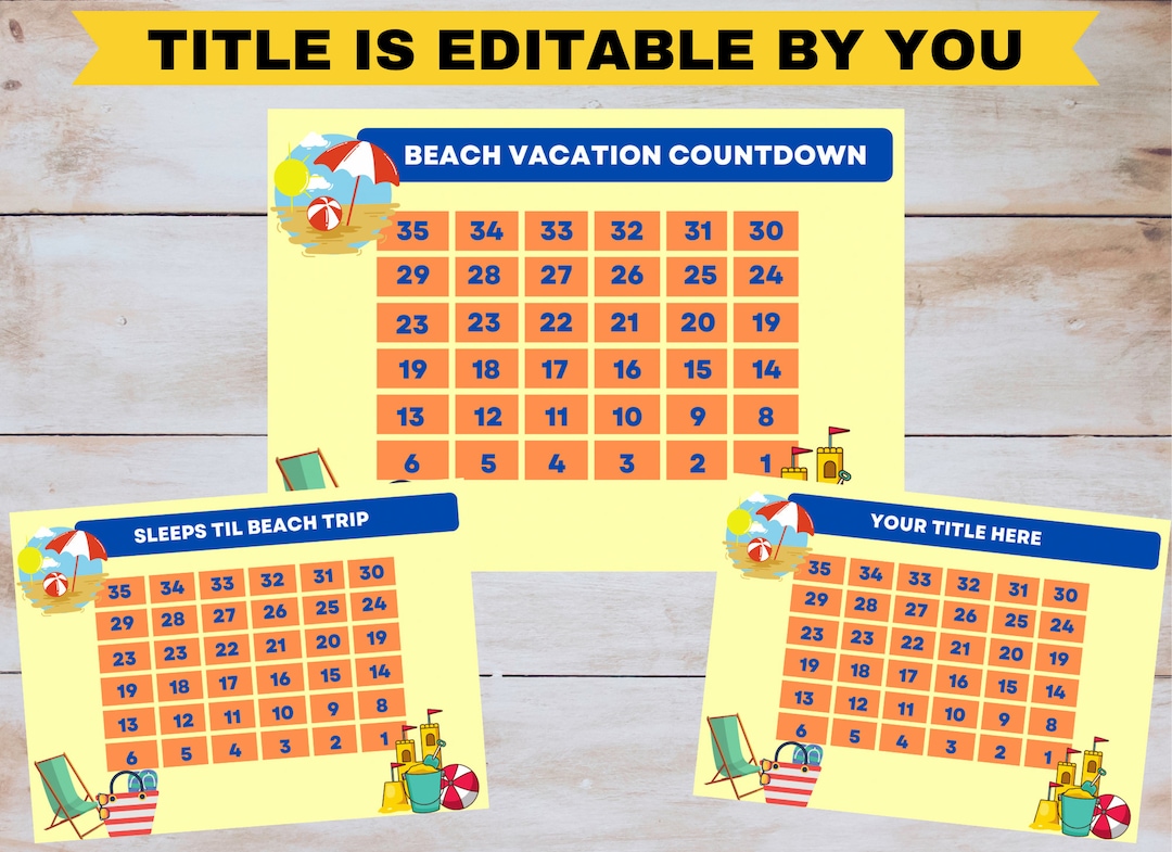 Vacation Countdown Printable, Editable PDF, Customizable Canva Template ...