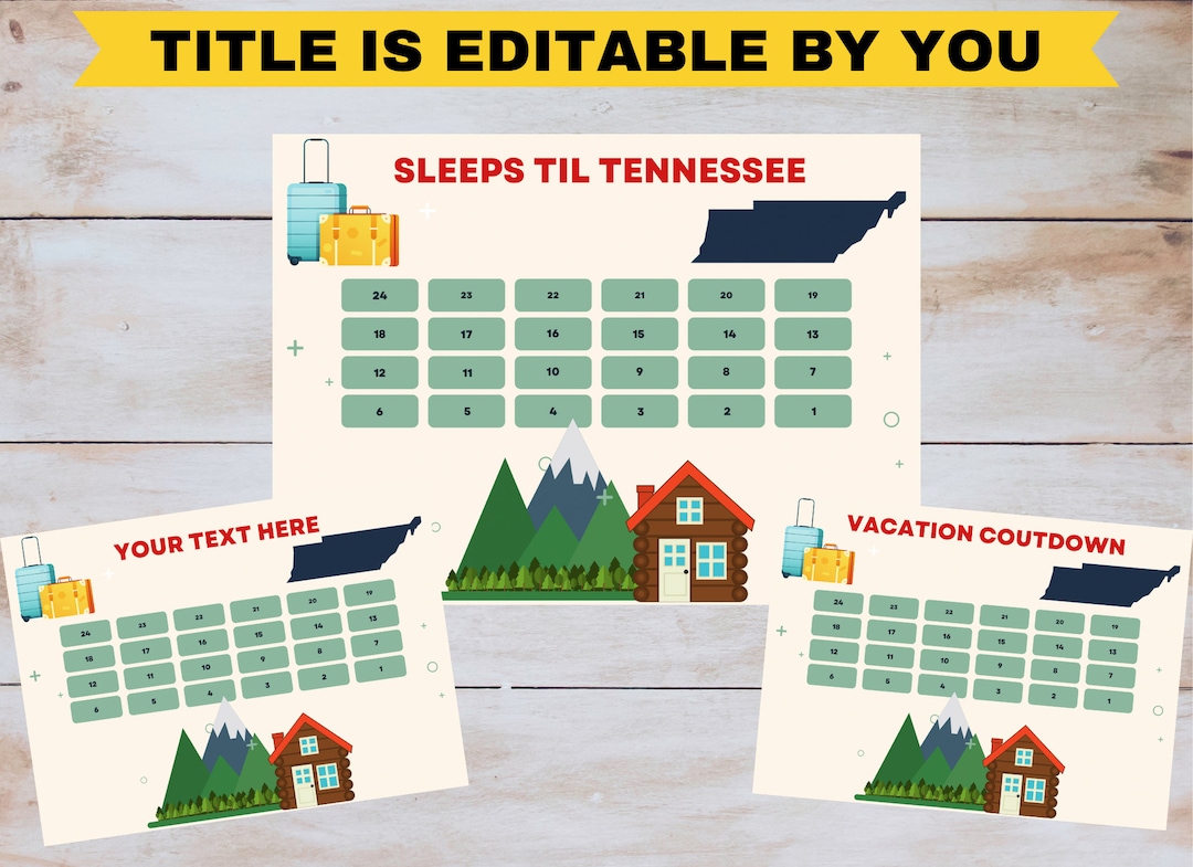 Vacation Countdown Printable, Editable PDF, Customizable Canva Template ...