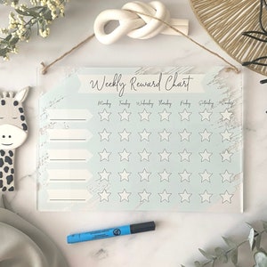 Children's Blue Wipe Clean Reward Chart | Dry Wipe Reward Chart ...