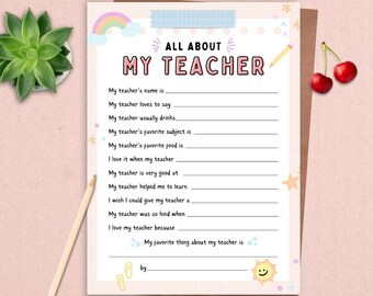 Teacher Questionnaire Thank You - Etsy