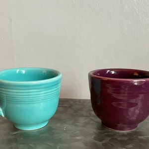 Two Vintage Fiestaware Tea Cups Turquoise and Heather Homer Laughlin ...
