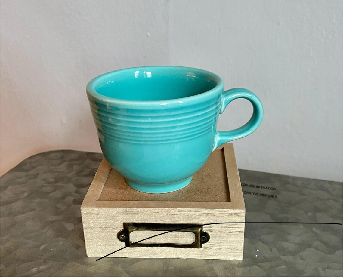 Two Vintage Fiestaware Tea Cups Turquoise and Heather Homer Laughlin ...