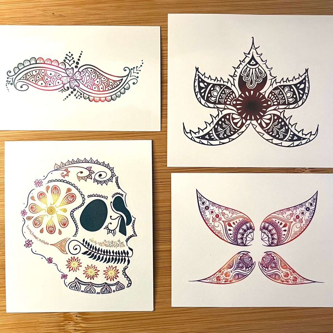 Set of Temporary Tattoos: Henna Inspired Designs - Etsy