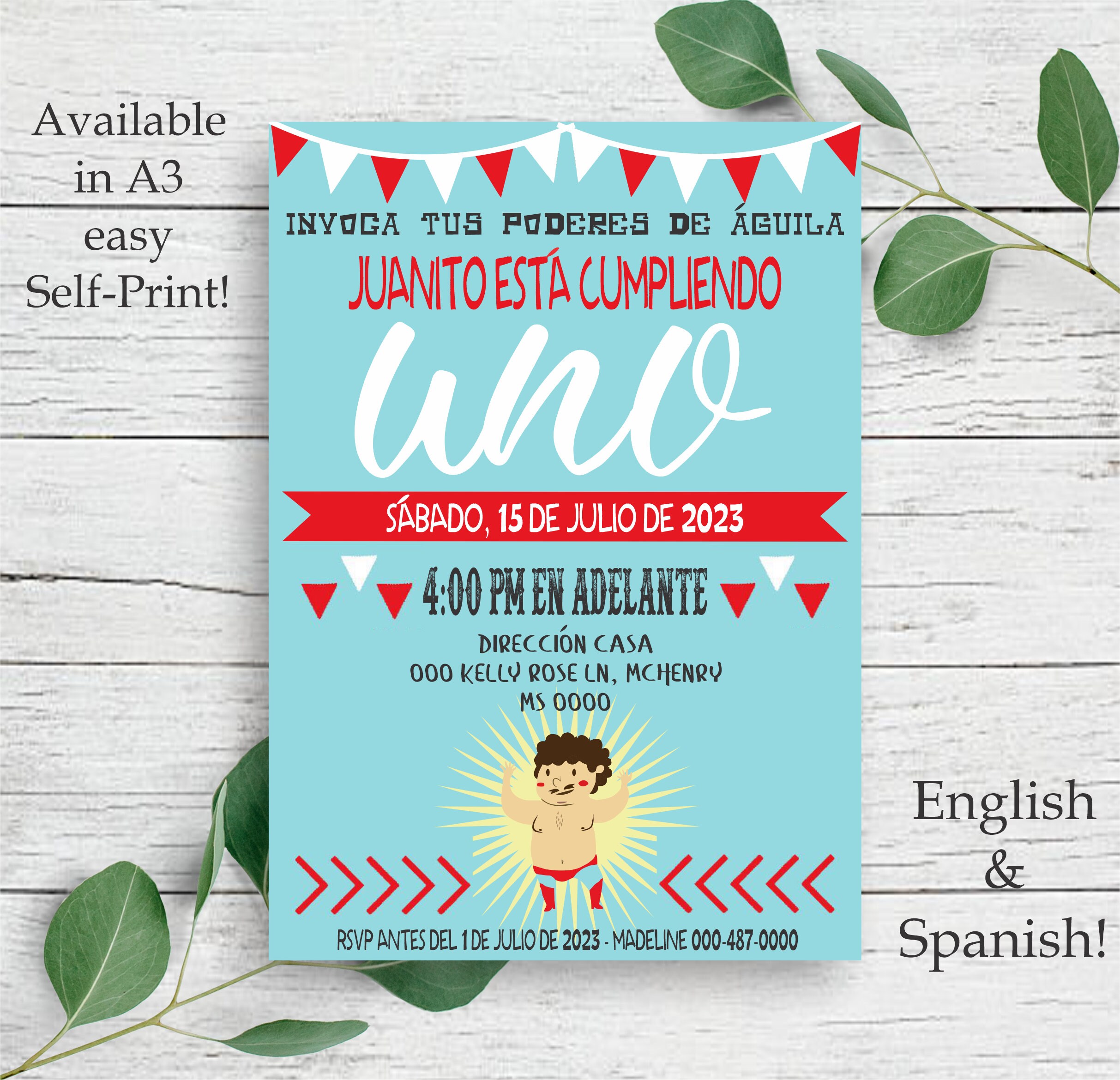 Spanish Macho Man Birthday Invitation | Nacho Libre Invitation | Strong ...