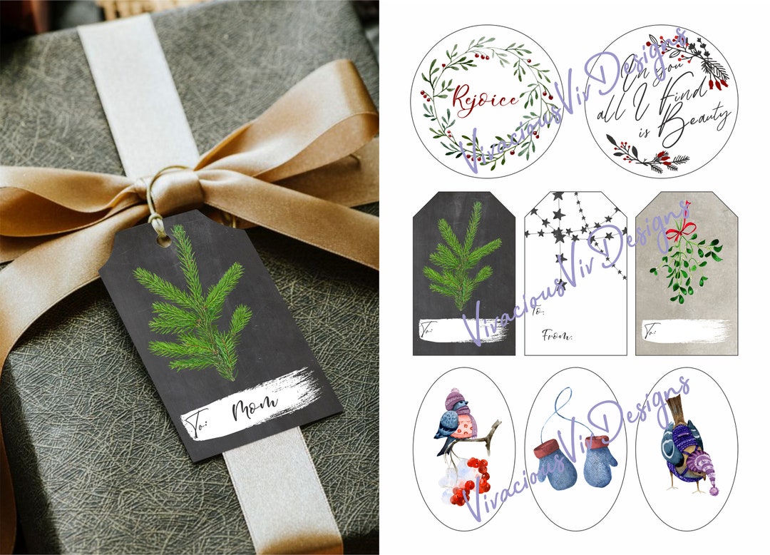 Rustic Christmas Gift Tags | Holiday Bird Designs (PDF) - Etsy