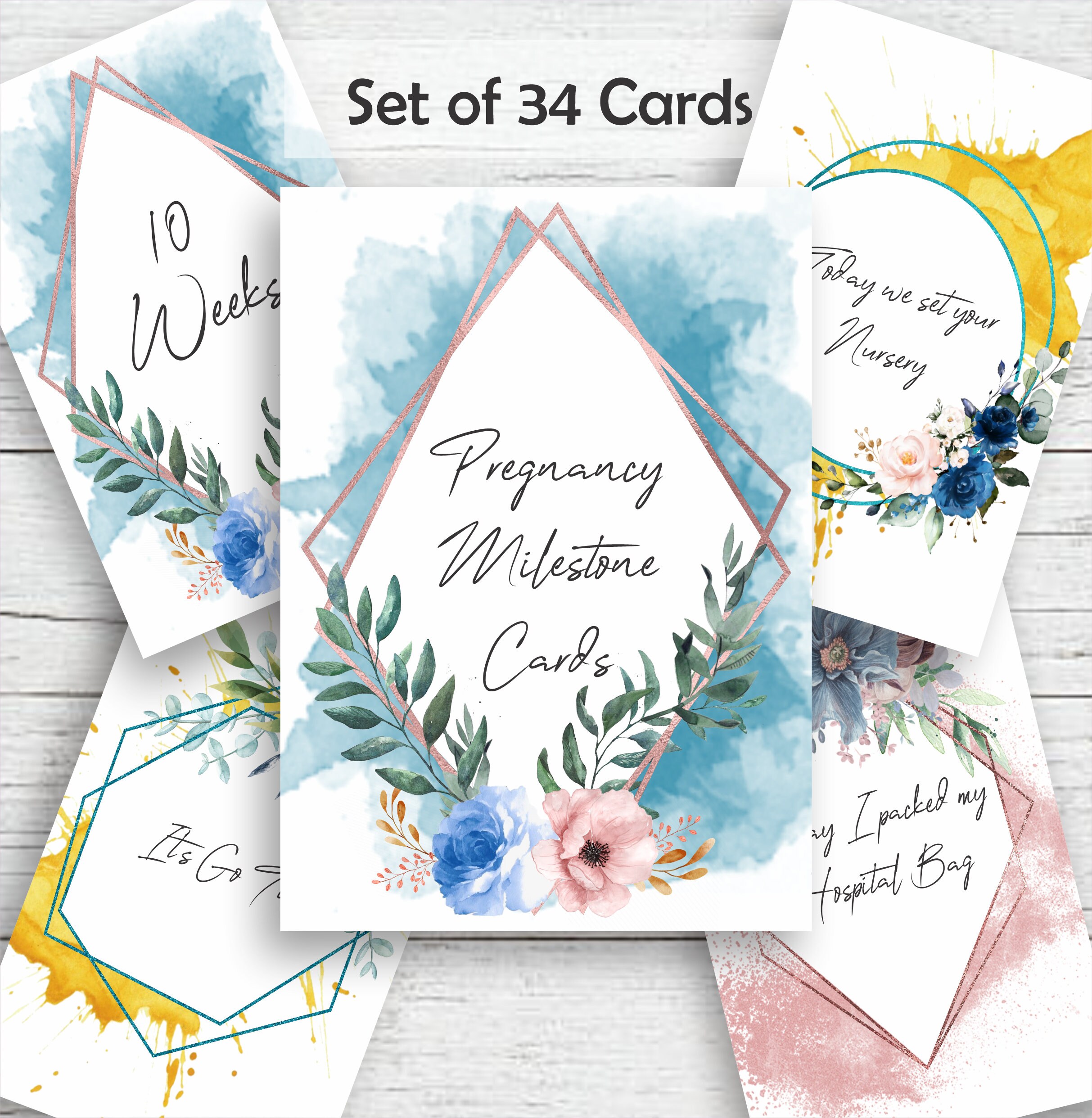 Pregnancy Milestone Cards, Printable Maternity Milestone Cards, Week by ...