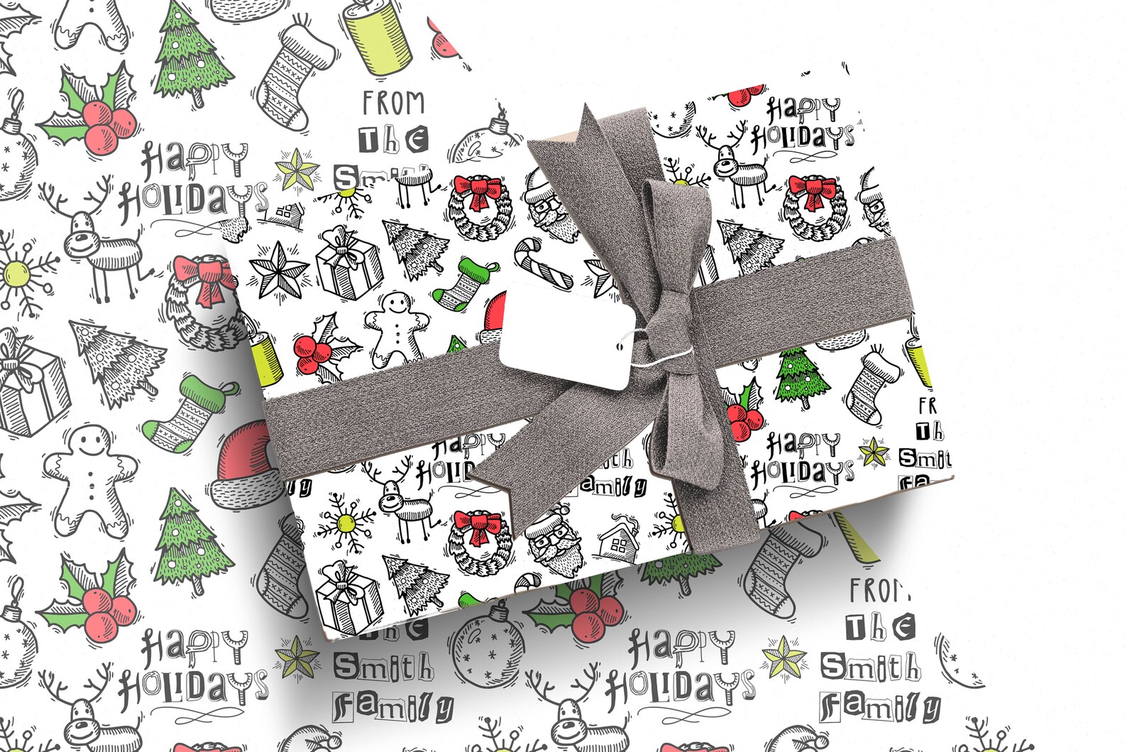 Christmas Coloring Gift Wrap Paper, Christmas Wrapping Paper - Xmas ...