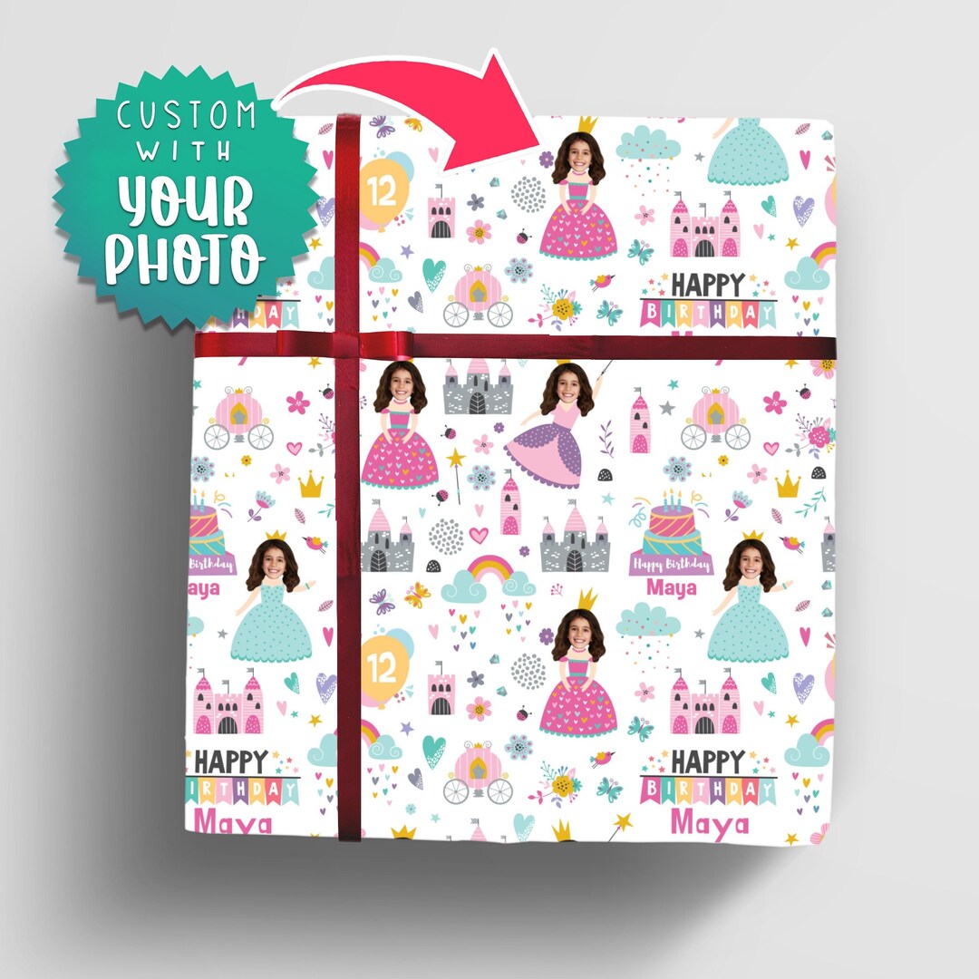 Princess Gift Wrap - Custom Photo Wrapping Paper, Princess Party Wrap ...