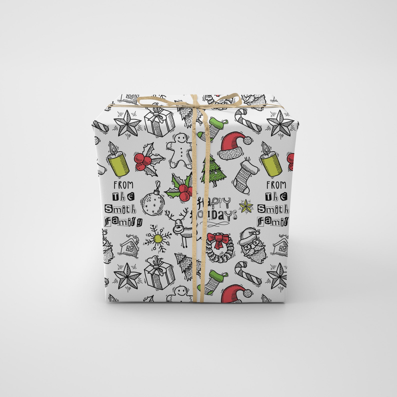 Christmas Coloring Gift Wrap Paper, Christmas Wrapping Paper - Xmas ...