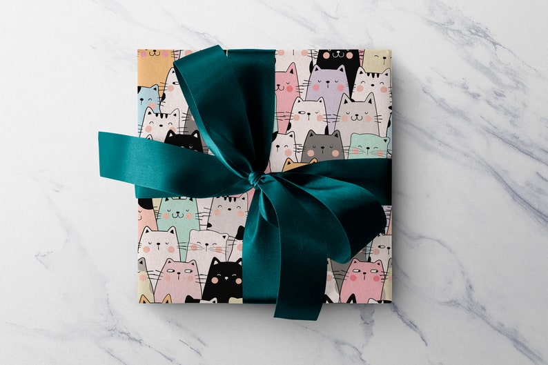 Cats Gift Wrap Cat Wrapping Paper Rolls Kitty Cat Wrap - Etsy