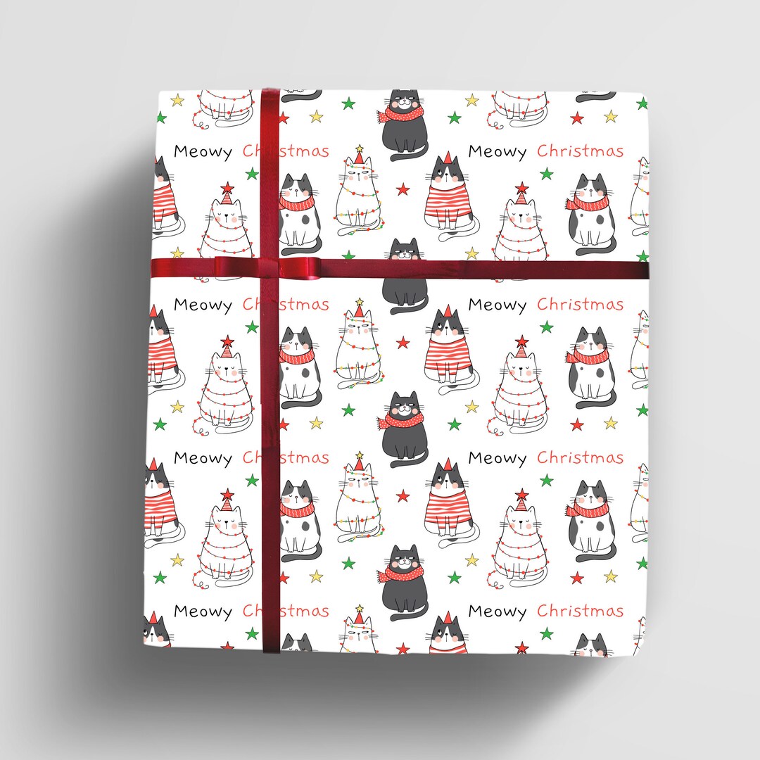Cats Gift Wrap - Cat Wrapping Paper Rolls - Kitty Cat Wrap Paper - Gift ...