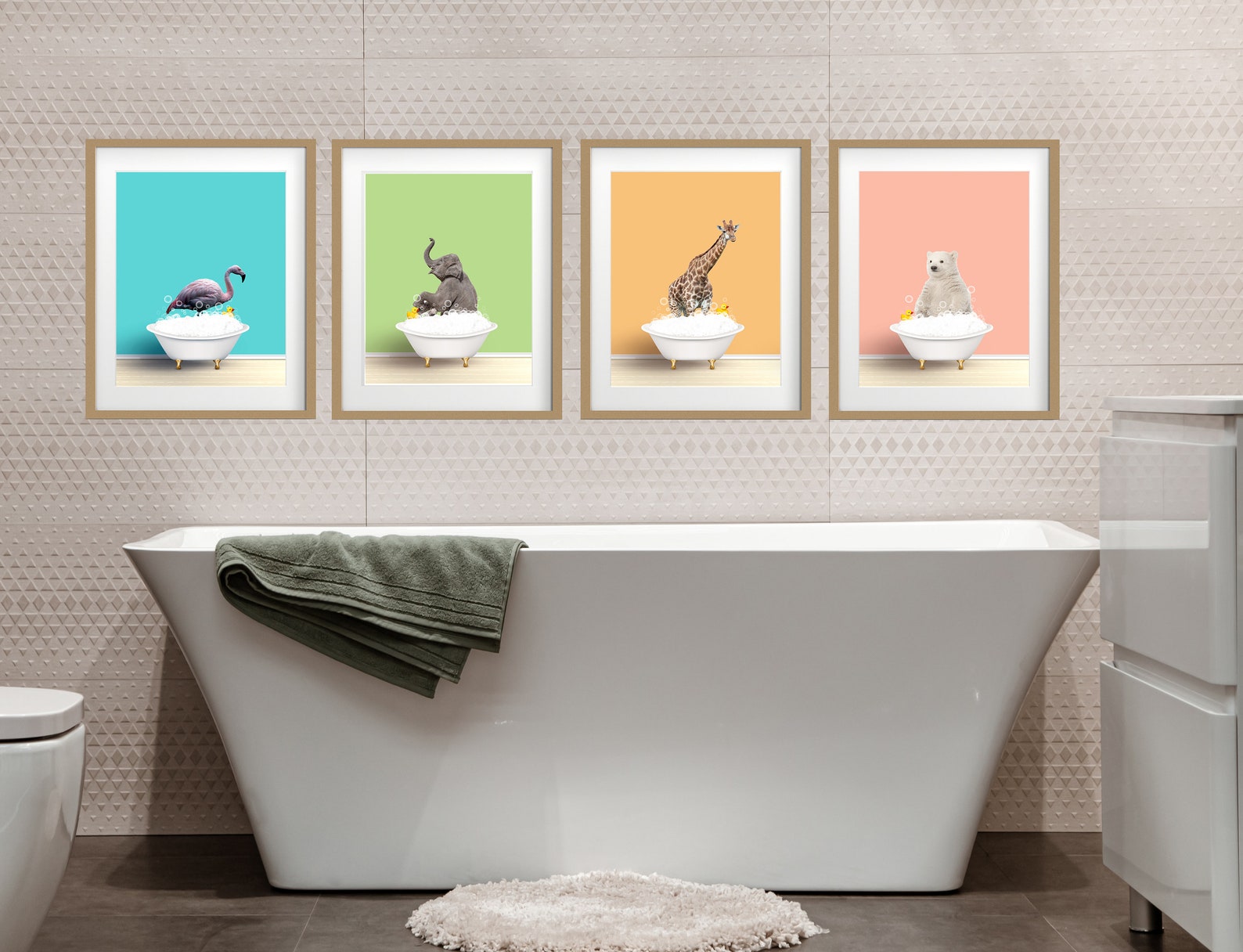 Kids Bathroom Art Children's Bath Room Prints Set of 4 - Etsy