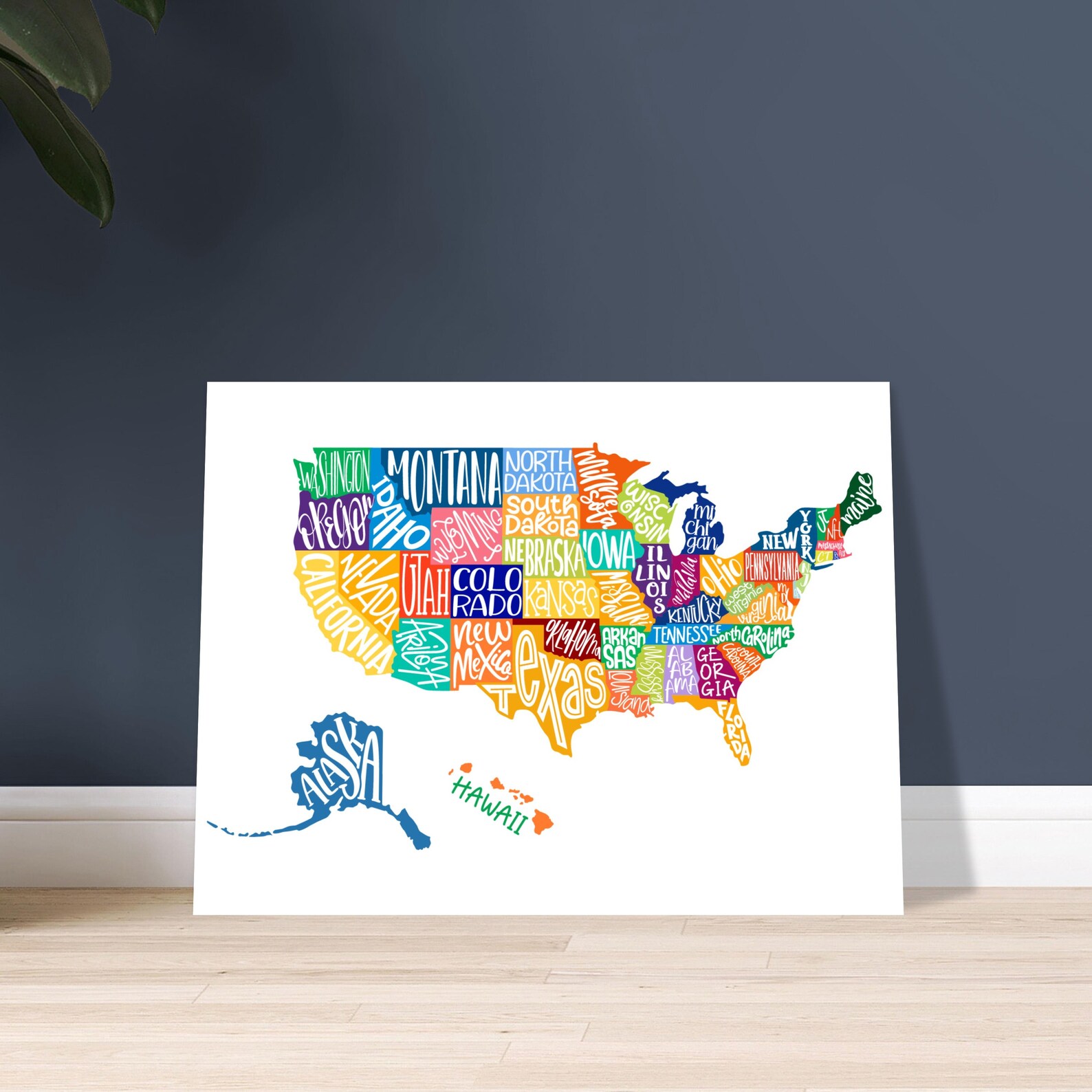 USA Map - Colorful United States of America Map, Usa Map Print, USA ...