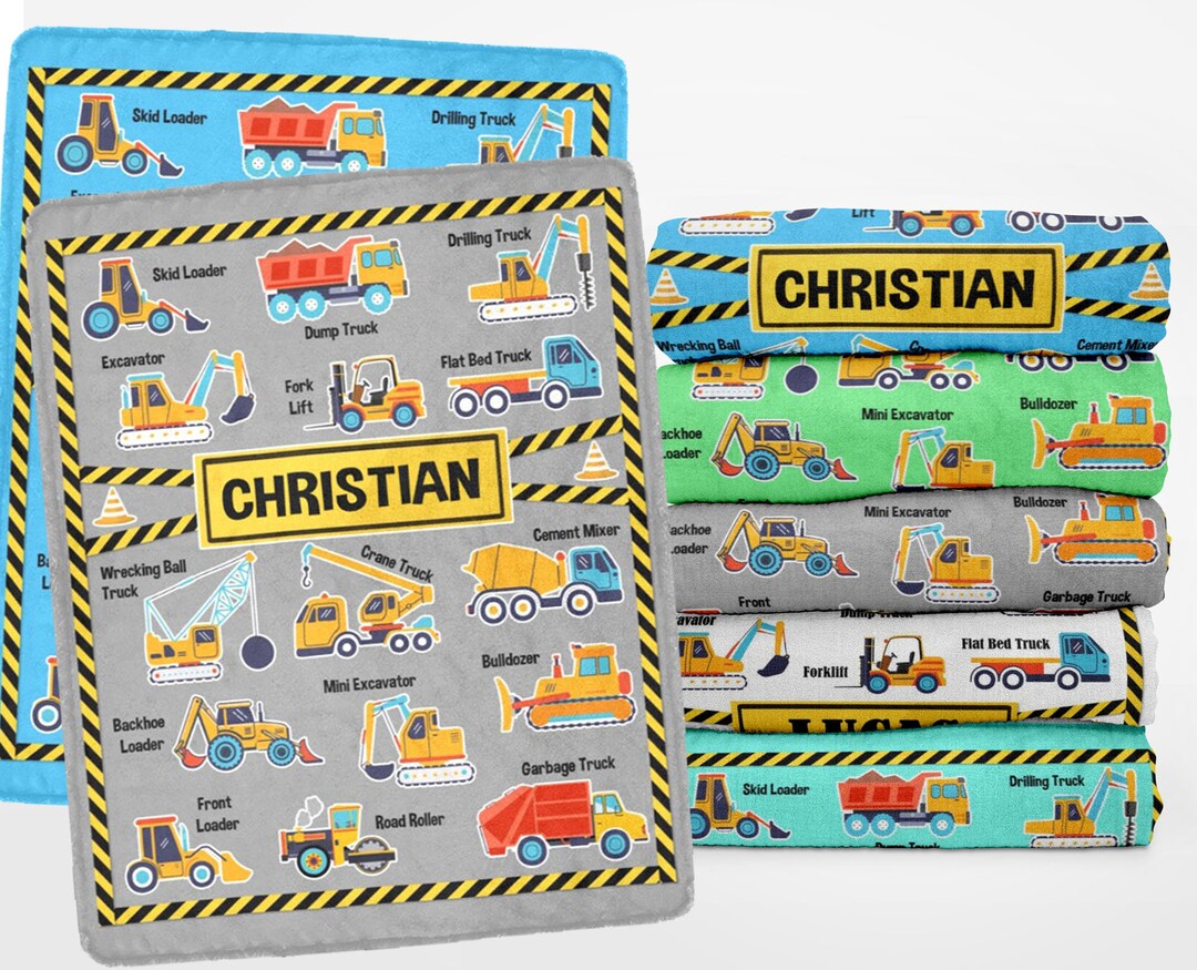 Construction Blanket, Personalized Blanket for Boys Who Love Trucks ...