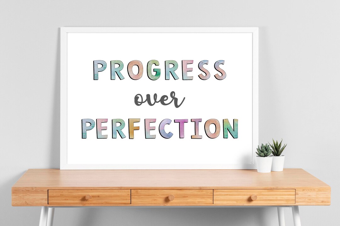 Progress Over Perfection - Motivational Wall Art Office Posters ...
